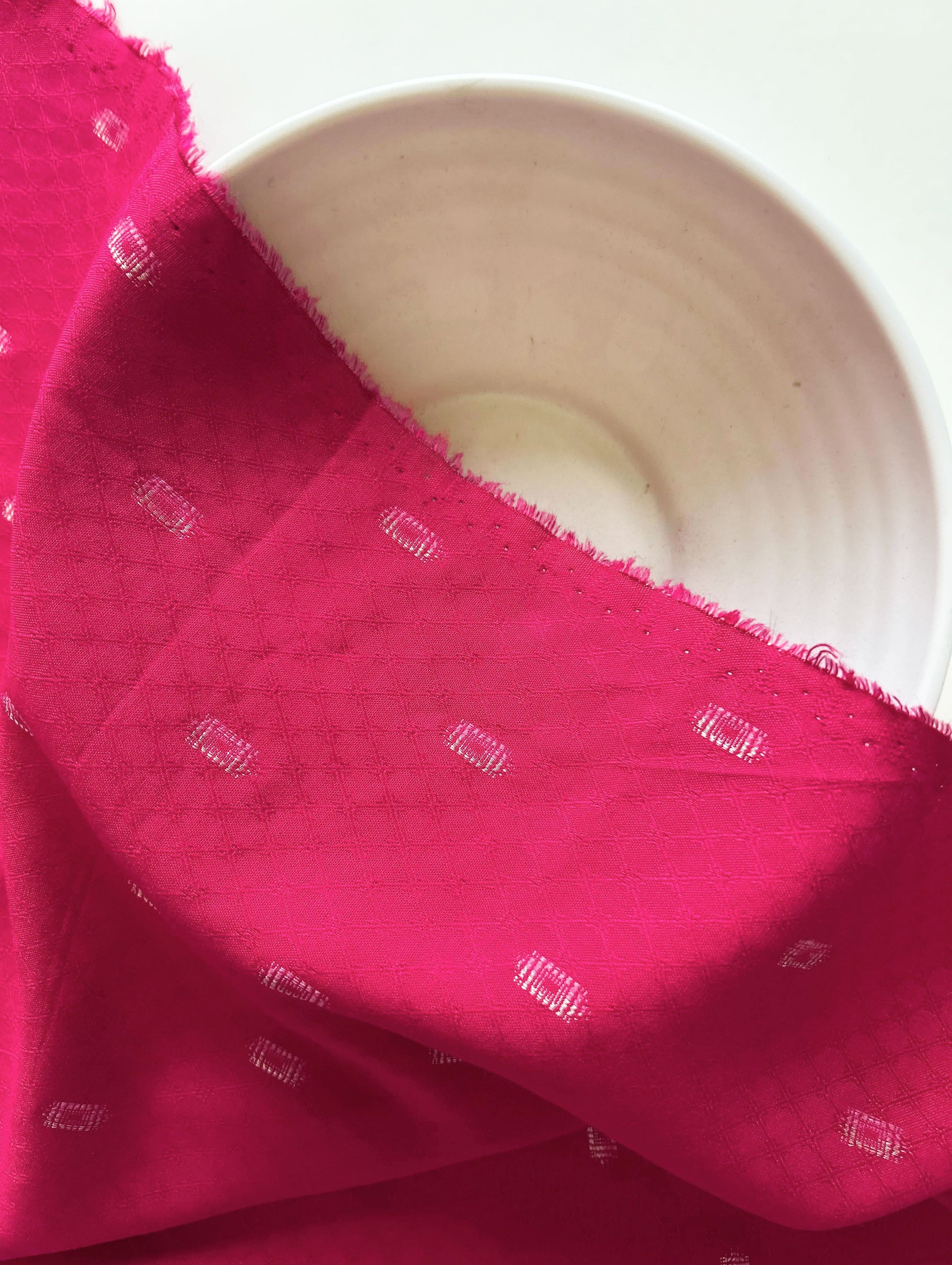 Buy Fuchsia Rayon Jacquard Mill Dyed Fabric 56" Online