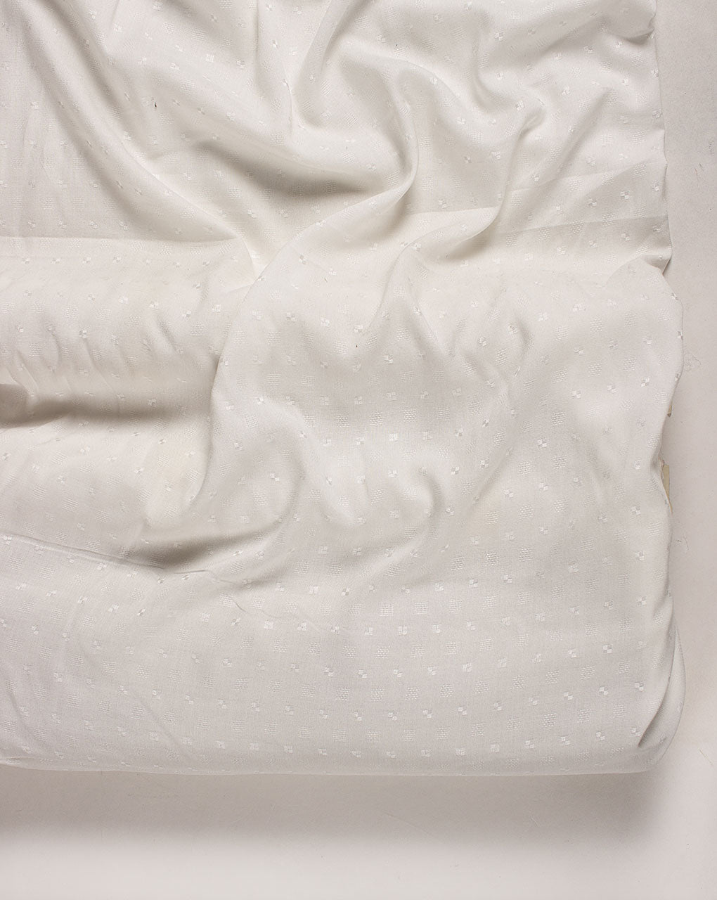 White Geometric Rayon Fabric